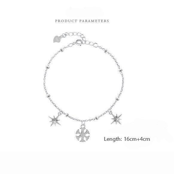 Charm Snowflake Bracelet 925 Sterling Silver Star ... – Grandado