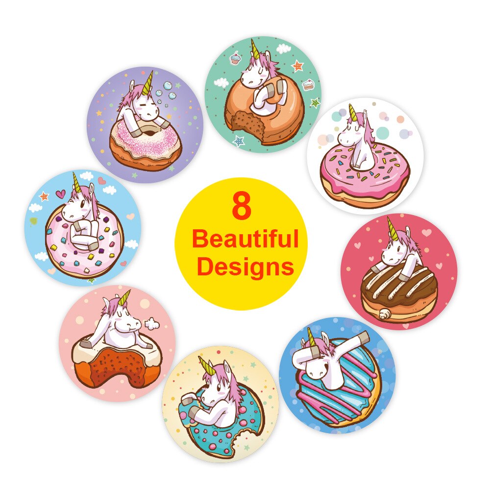 500PCS Donut Unicorn Sticker for Children Birthday... – Grandado