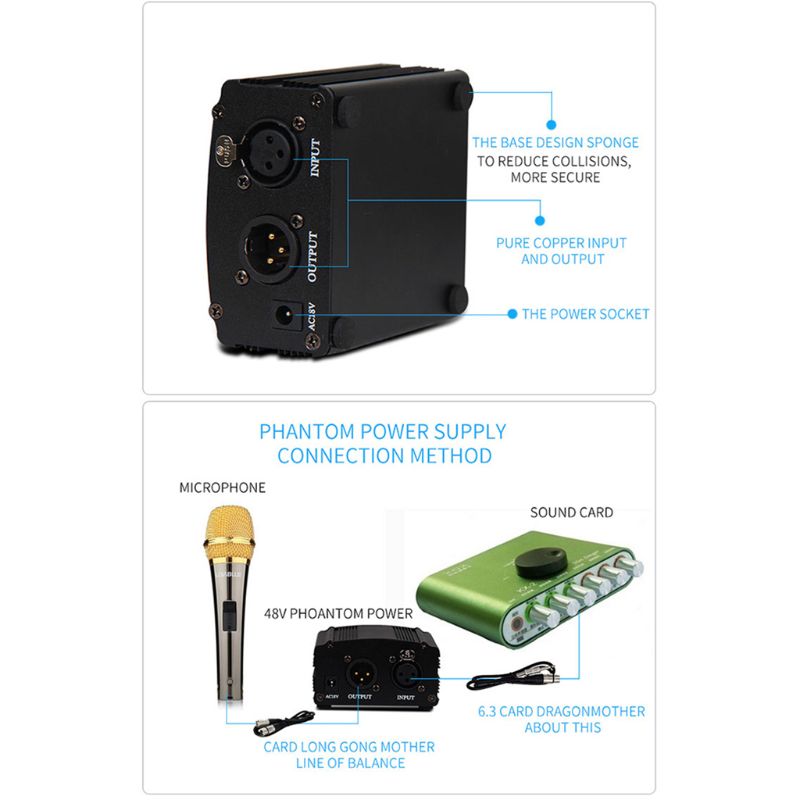 48V Phantom Power Supply with Adapter AU US EU Plu... – Grandado