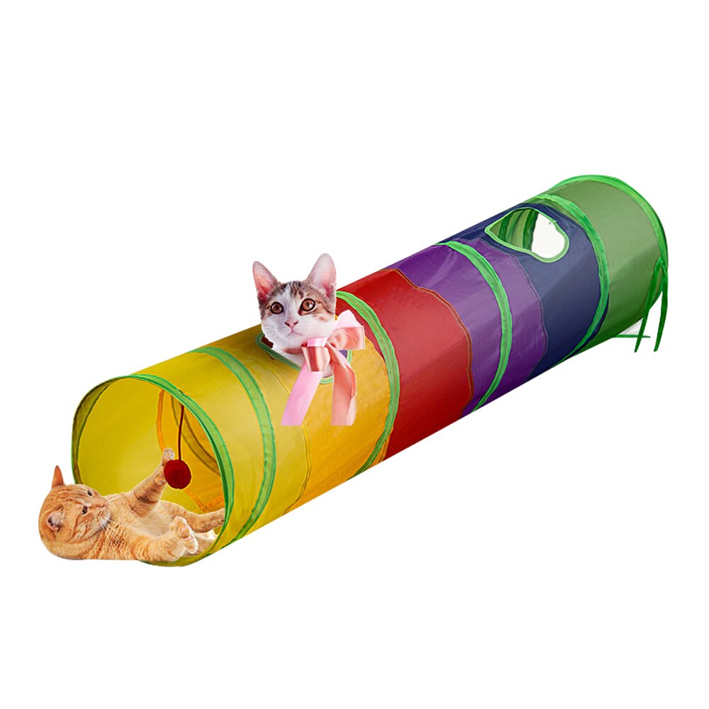 Cat Tunnel Toy Funny Pet 2 Holes Play Tubes Balls ... – Grandado