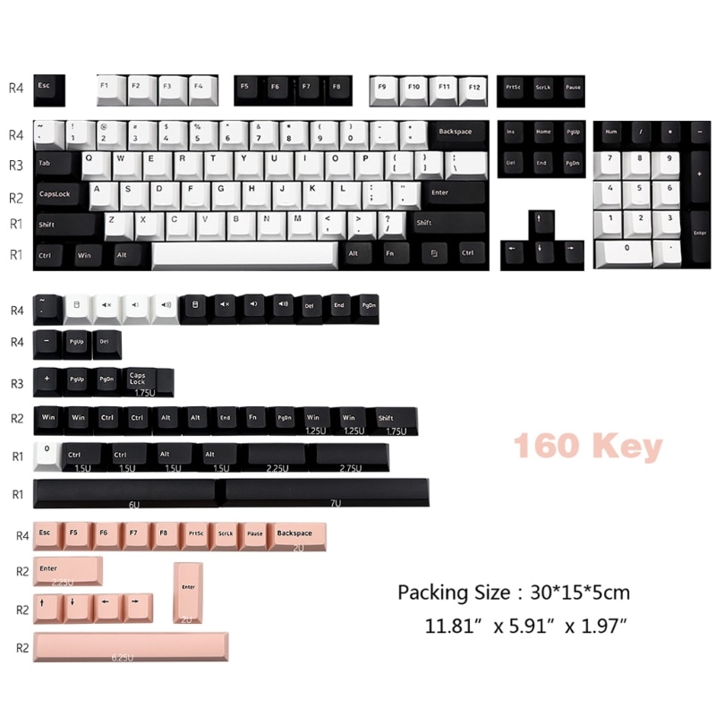 160 KEYS Cherry Profile Olivia Keycap Double Shot ... – Grandado