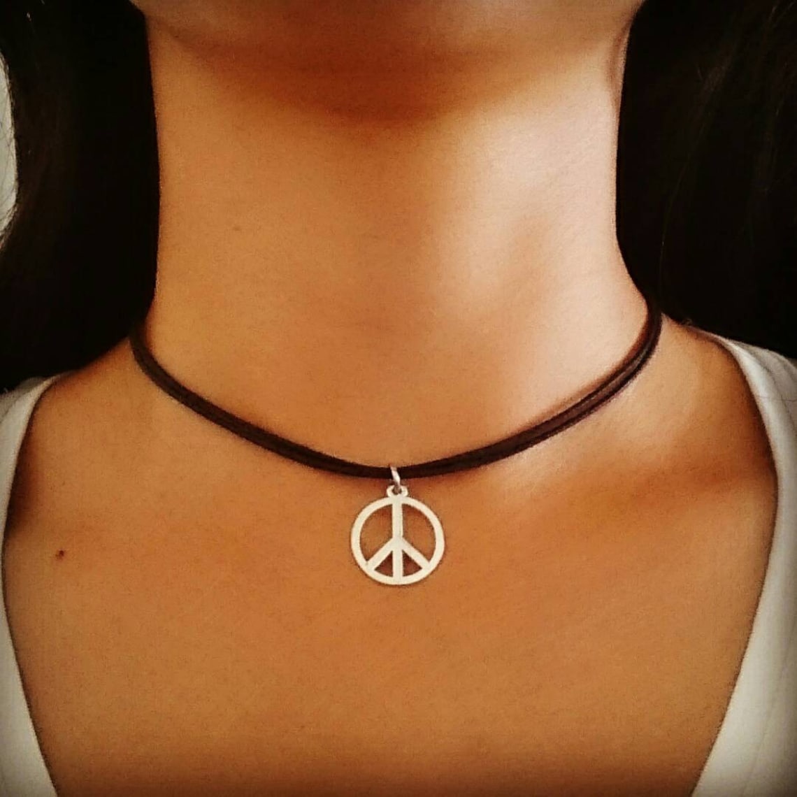 Peace Sign Choker,Peace Sign cord choker Spiritual... – Grandado