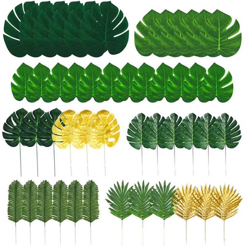 Artificial Palm Leaves Decor - 72 Pcs 9 Kinds Trop... – Grandado