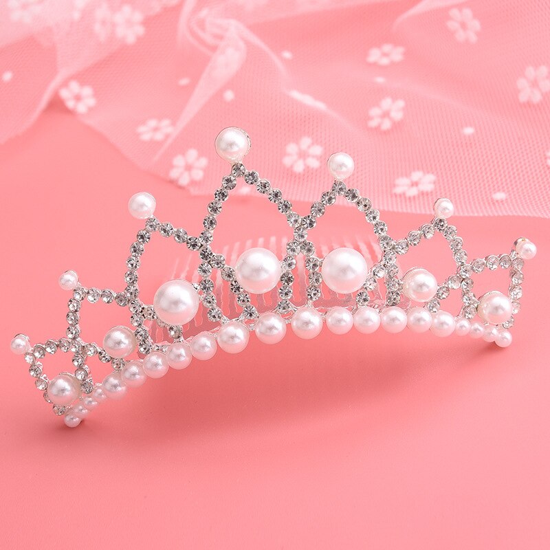 Princess Crystal Pearl Crown Bridal Tiaras Rhinest... – Grandado