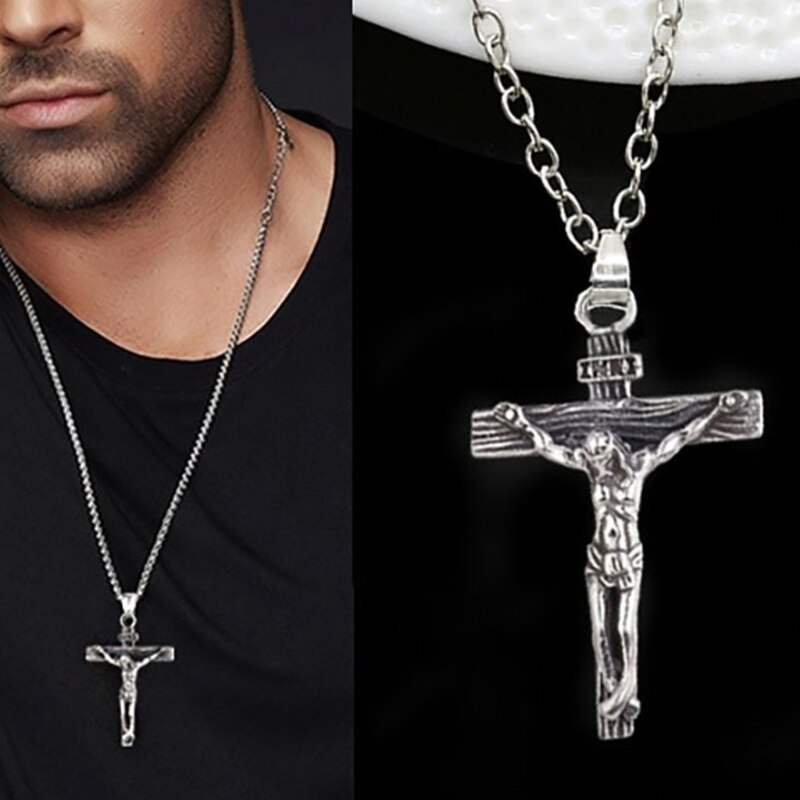 F2TE Men Women Christian Jesus Cross Necklace with... – Vicedeal