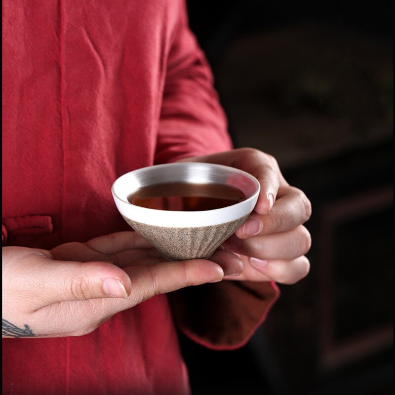 999 Pure Silver Tea Cup Coarse Pottery Cup Individ... – Grandado