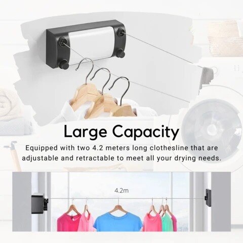 Retractable Clothes Line Dryer Clotheslines Double... – Grandado