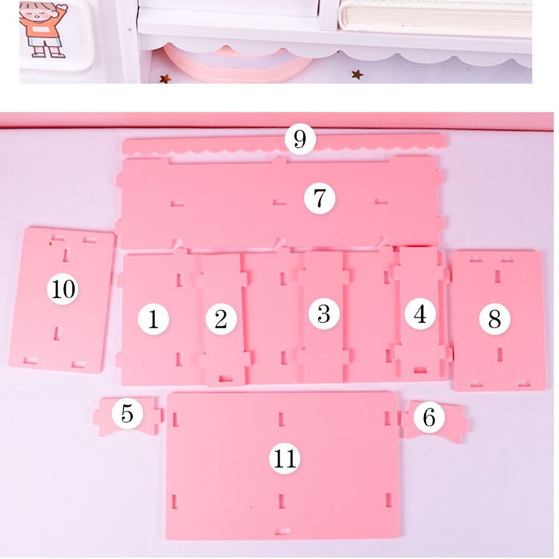 Cute Pink Monitor Stand Desk Storage Rack Wooden C... – Grandado