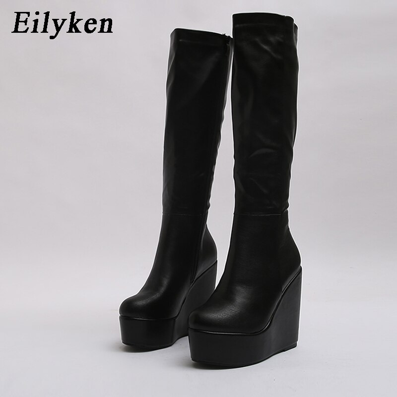 Eilyken Platform Wedge Womens Knee High Boots Pu L... – Grandado