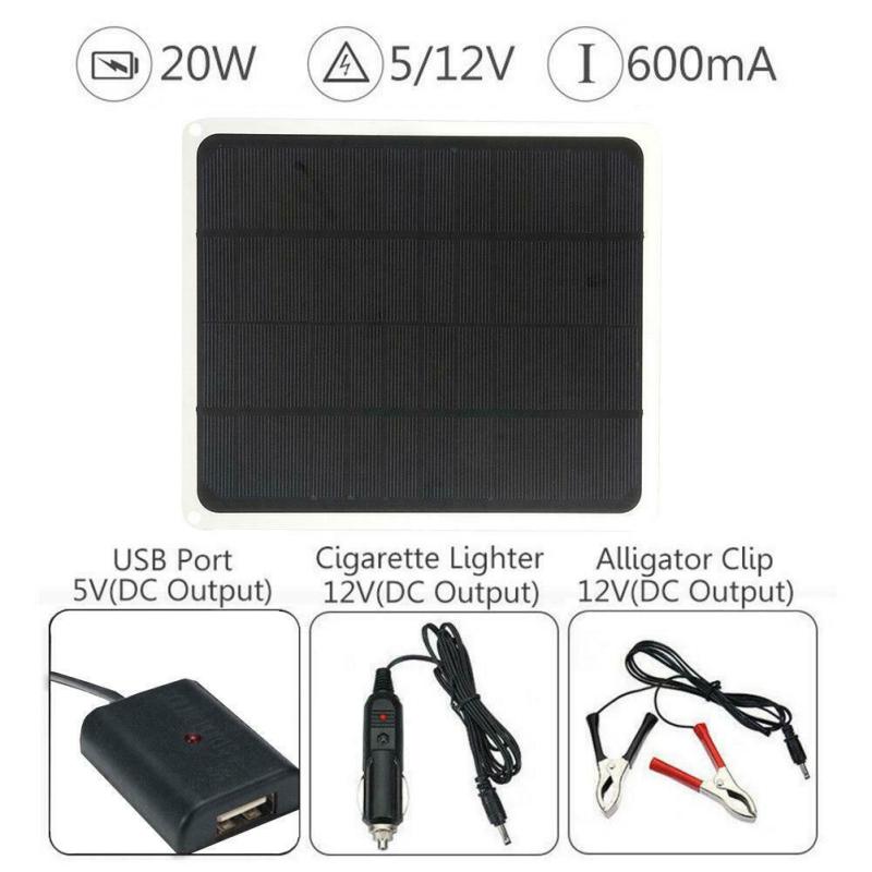 20W Solar Panel USB Mobile Phone Outdoor Emergency... – Grandado