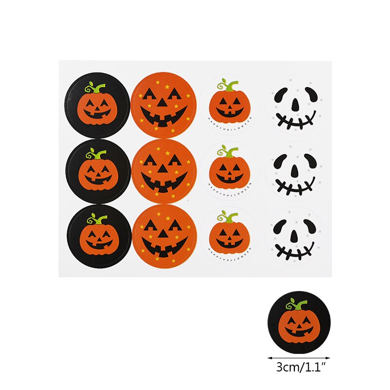 120 Pcs Ronde Halloween Label Sticker Leuke Glimla... – Vicedeal