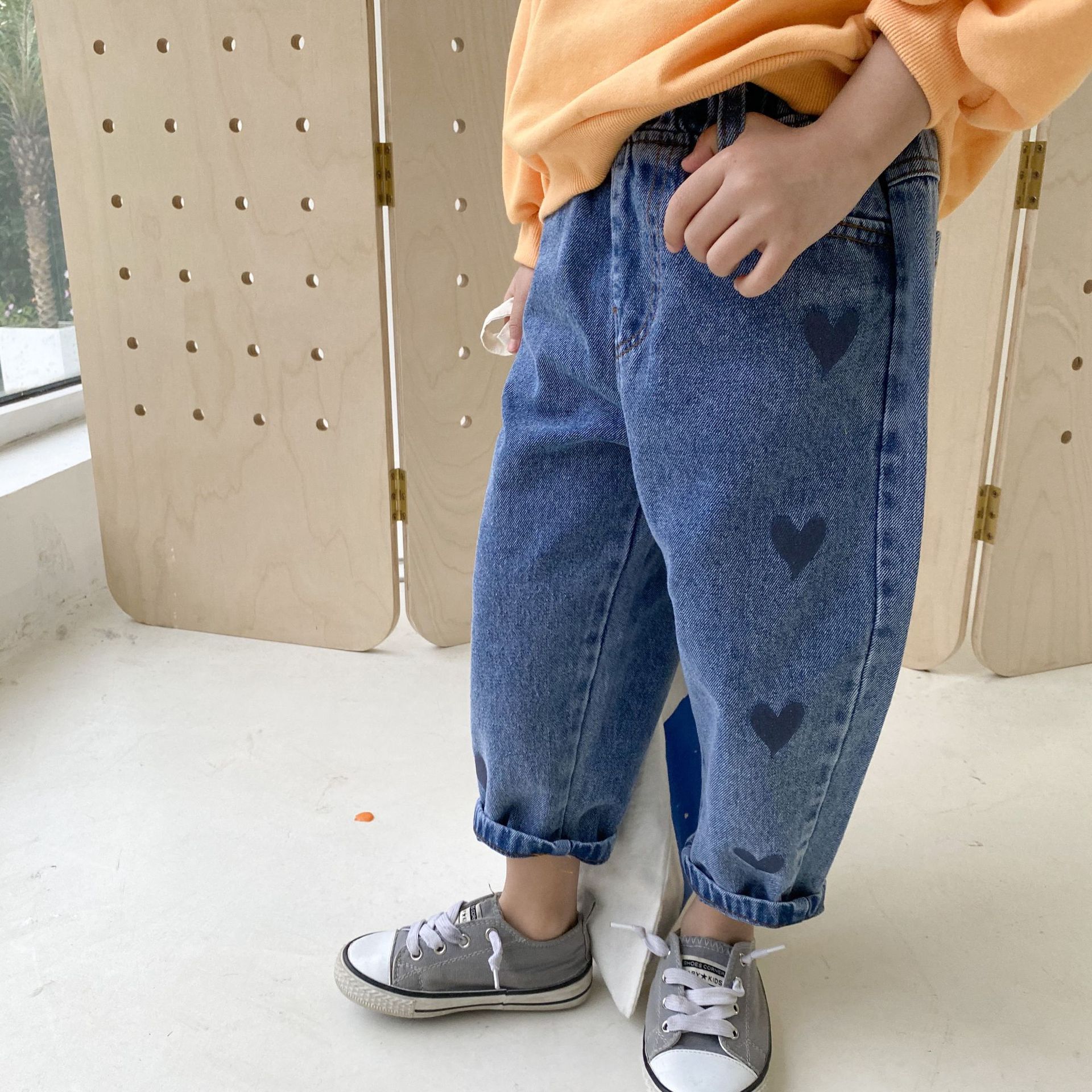 Spring Girls Korean Pants Kids Heart Jeans Girls J... – Grandado