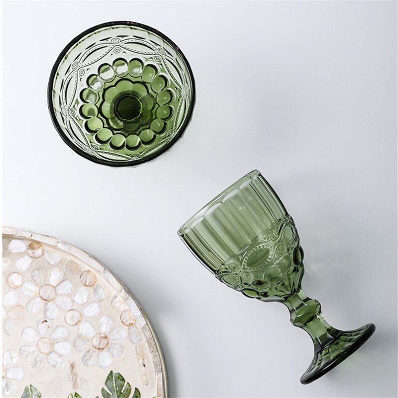 French Relief Lead-free Glass Cup Round Goblet Ins... – Grandado