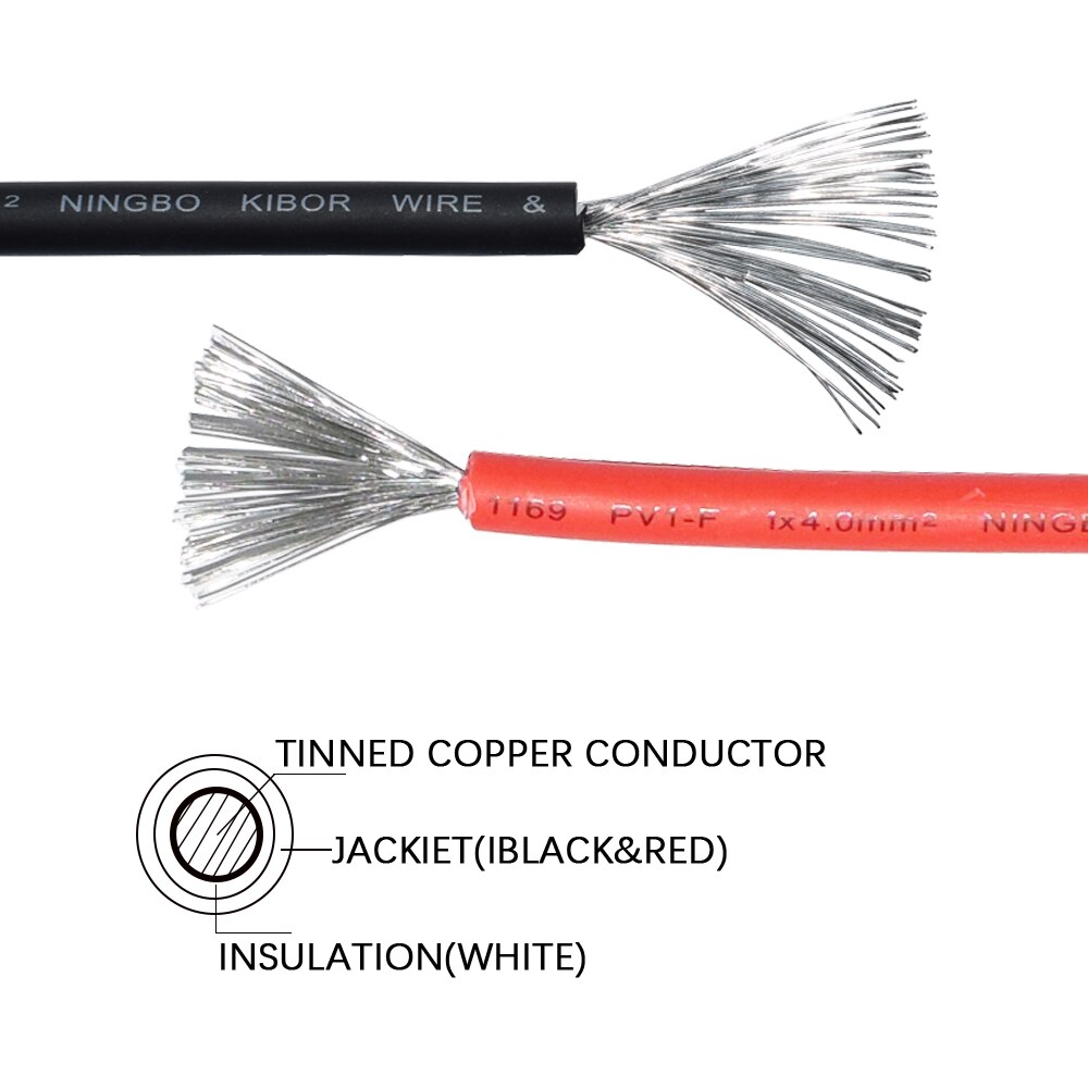 1 Pair Solar Panel Extension Cable Copper Wire Bla... – Grandado