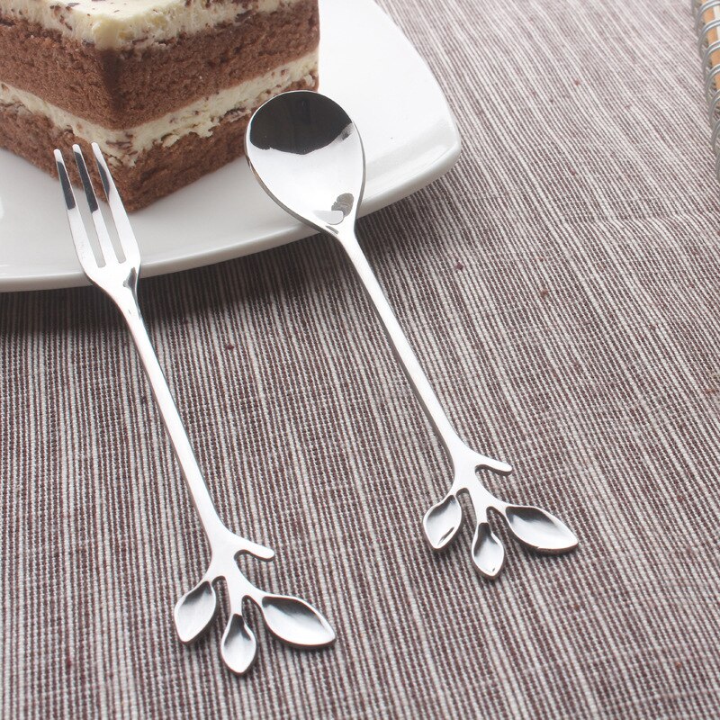 1PC Mini Dessert Spoon Vintage Branch Leaves Spoon... – Grandado