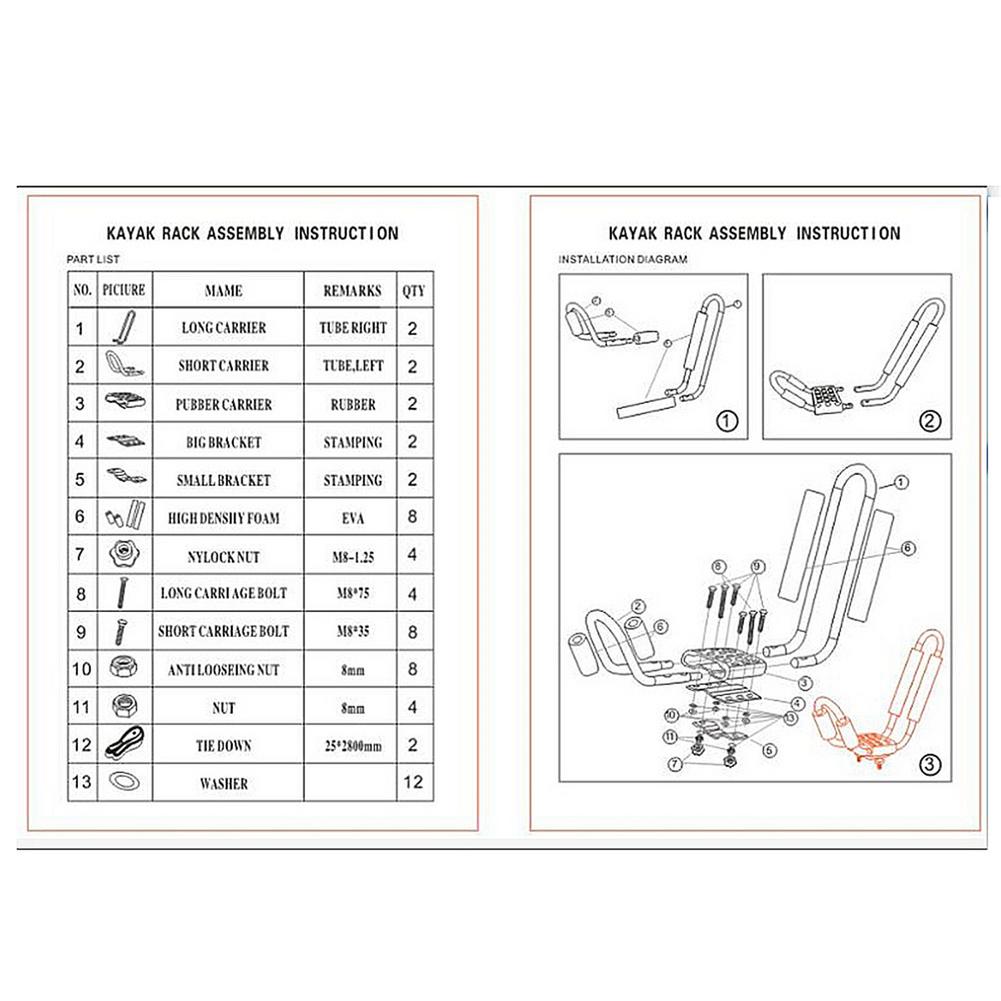 2PCS Kayak Roof Rack Quick Release Universal Rooft... – Grandado