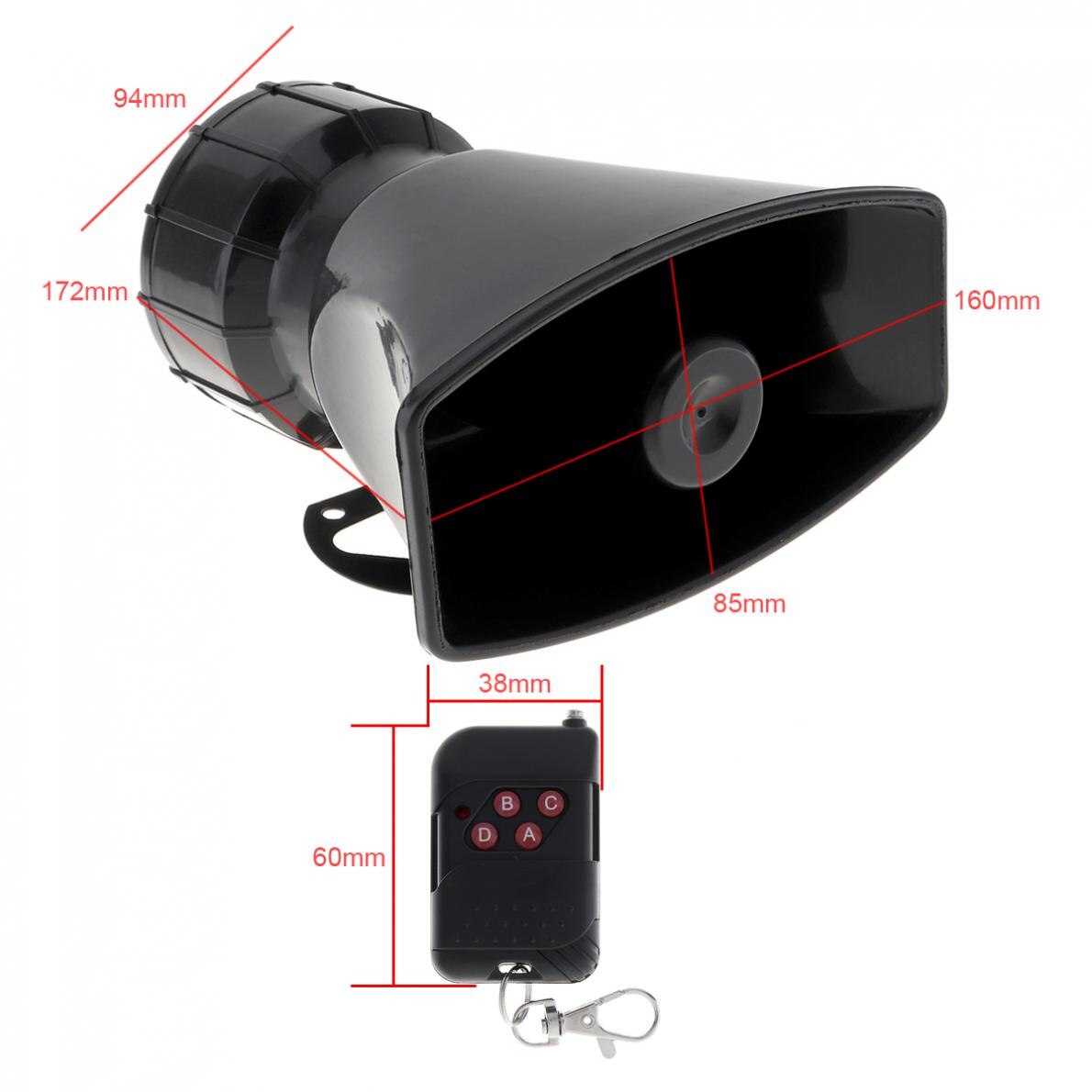 12V 100W 7 Sounds Loud Car Warning Alarm Police Fi... – Vicedeal