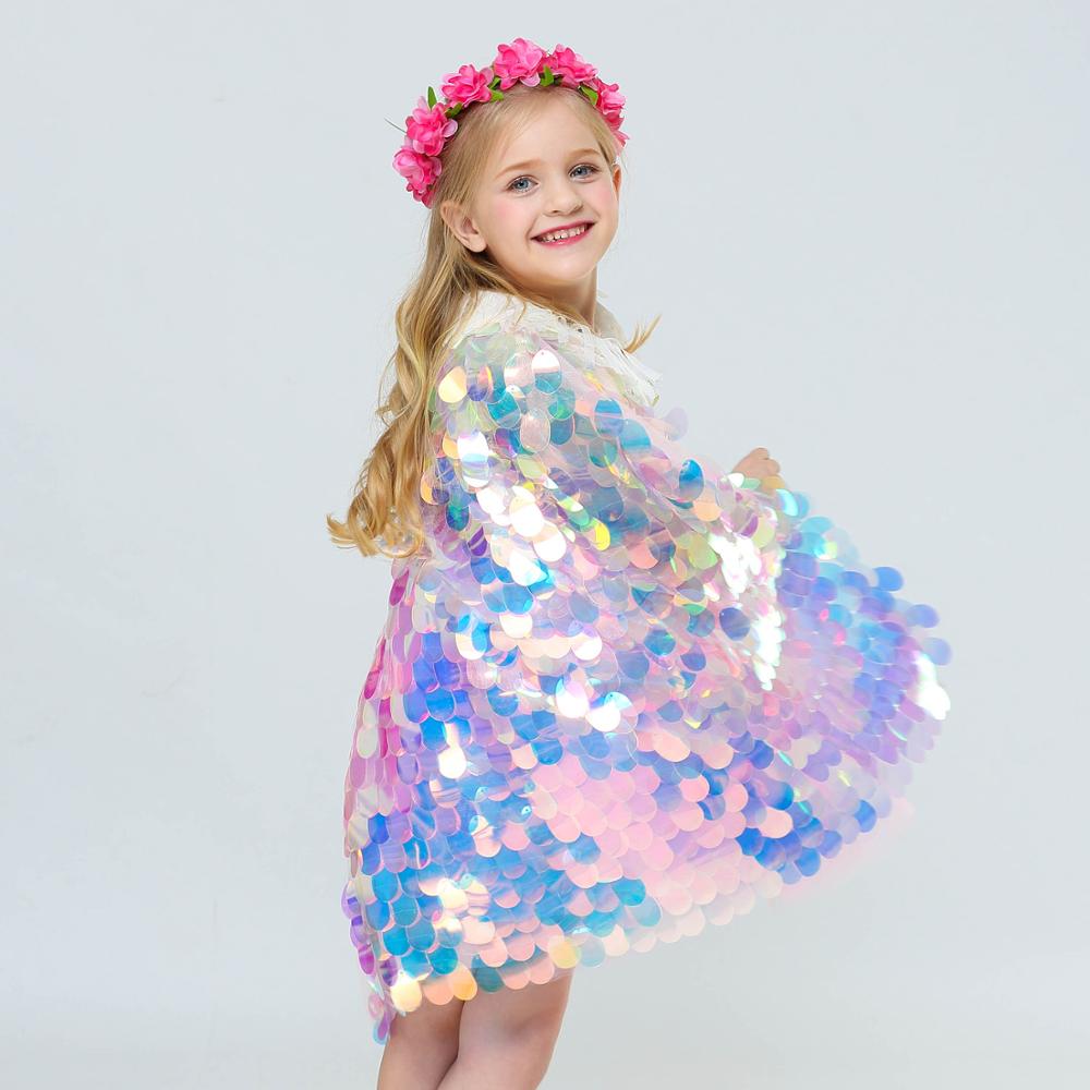 Girls Mermaid Cloak Sequin Cape Princess Sweet Clo... – Grandado