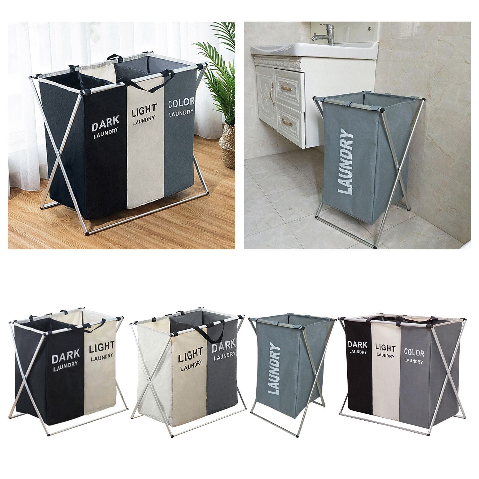 Laundry Basket Printed Dark Light Color, Foldable ... – Vicedeal
