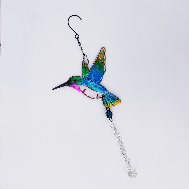 Iron Butterfly Hummingbird Crystal Suncatcher Rain... – Grandado