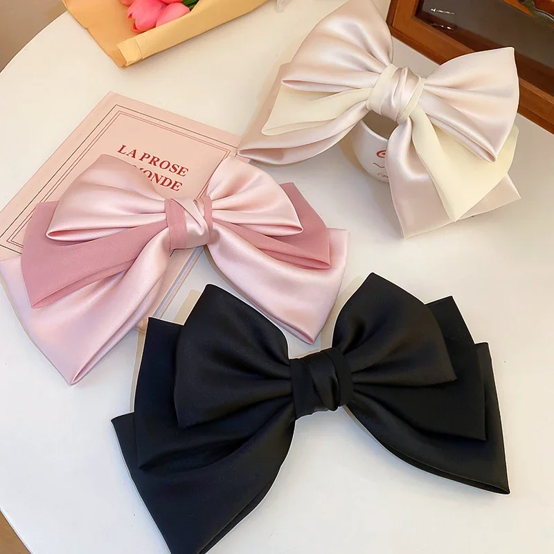 3 Pcs Solid Color Pink Large Bowknot Long Tassel H... – Grandado