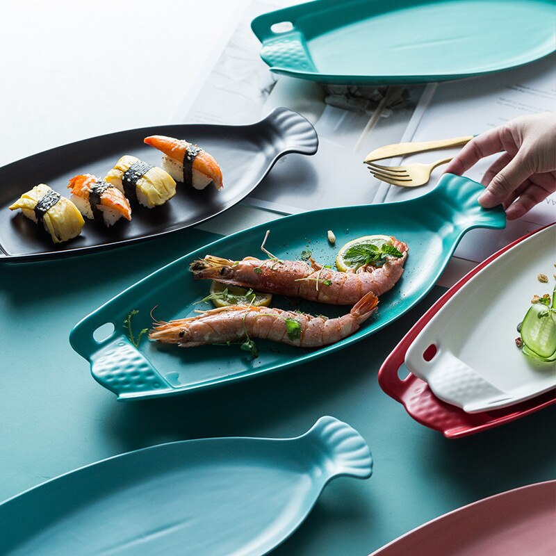 2 Size Solid Color Plates Fish Dish Bone China Cer... – Vicedeal