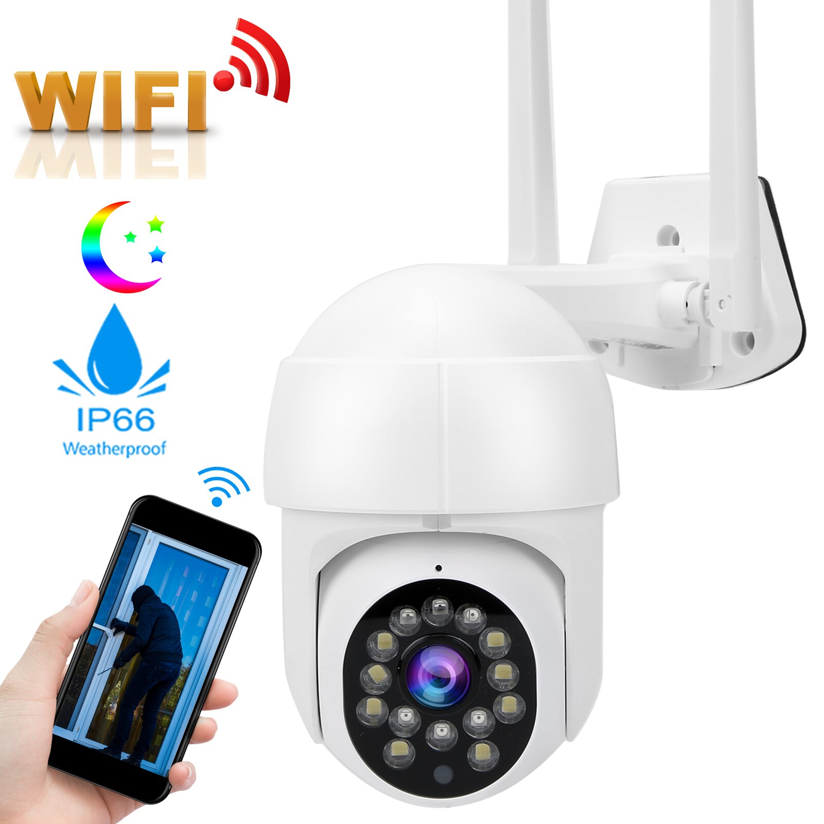 Pan Tilt Camera 1080P Wifi PTZ Camera 14 Lights Ni... – Grandado