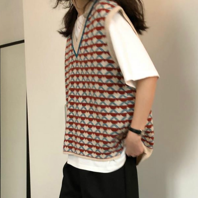 Vests Women Plaid Patchwork Preppy Style Student P... – Grandado