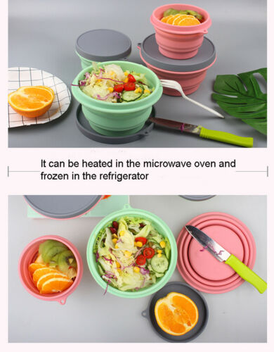 Collapsible Silicone Bowl & Lid 500ML Foldable Cam... – Vicedeal