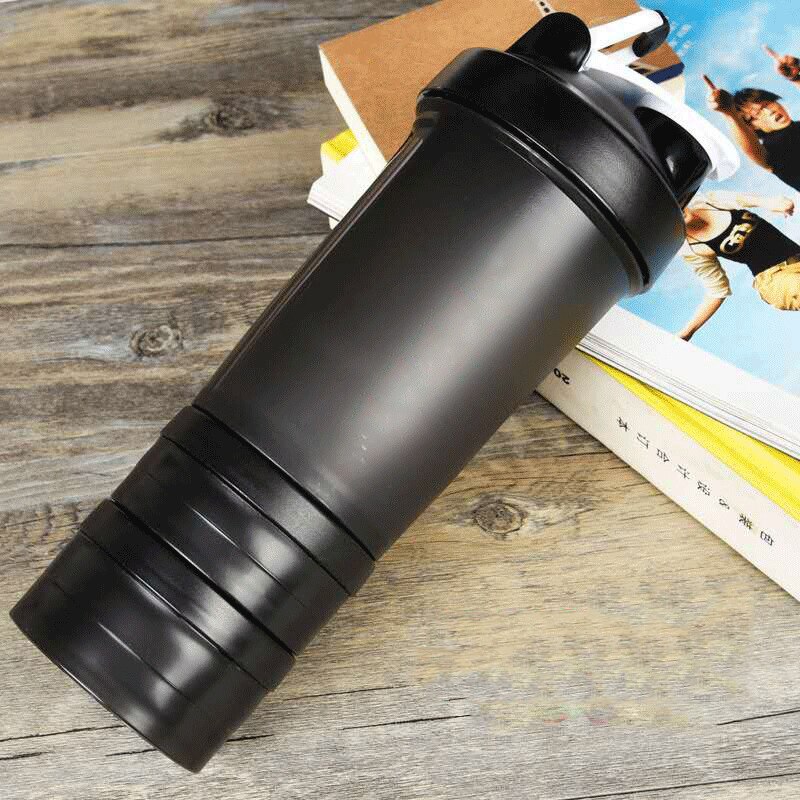 3-layer Protein Shaker Bottle Triple Layer Storage... – Grandado