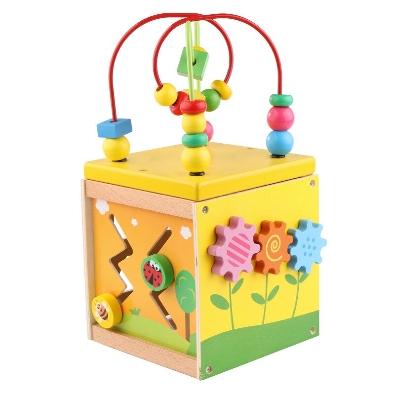 Wooden Activity Cube Toys with Bead Maze Shape Sor... – Grandado