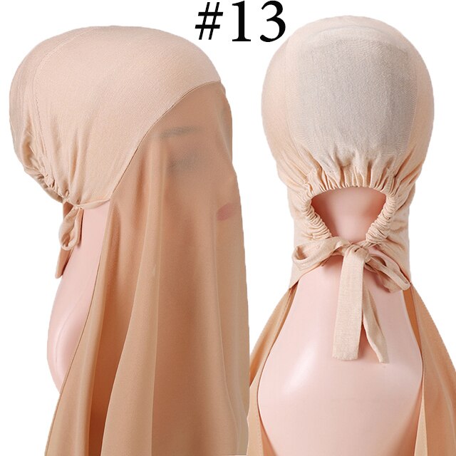 Muslim Women Bonnet with Rope Chiffon Shawl conven... – Grandado
