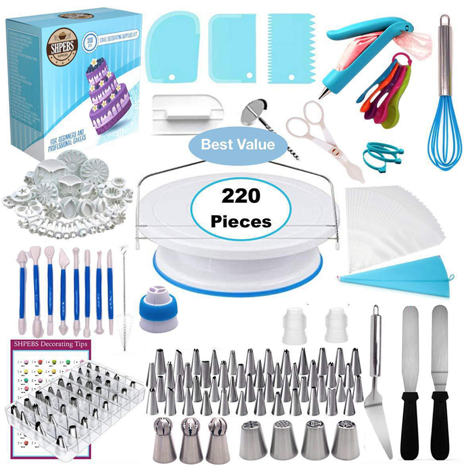 220pcs/lot Cake Decorating Tools Kit Turntable Set... – Grandado