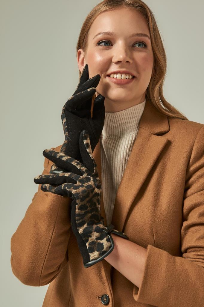 12909 Leopard Pattern Touch Black Coton Gloves – Vicedeal