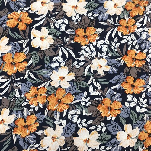 Rayon Fine Twill Printed Fabric Large Floral Cotto... – Grandado
