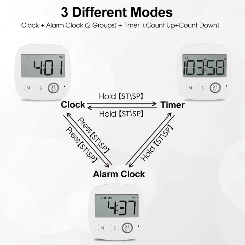 Digital Timer with Alarm Clock Countdown Kitchen C... – Grandado