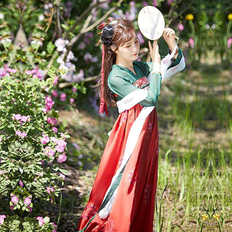 Ancient China Hanfu for Girl Green and Red Dance C... – Grandado