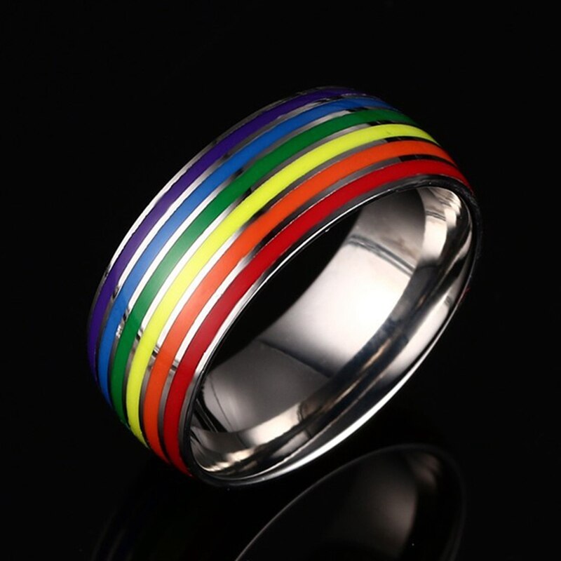 Rainbow LGBT Pride Ring For Lesbian Gay Wedding En... – Grandado