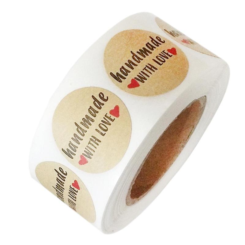 500 Labels/Roll Round Natural Kraft Stickers Seal ... – Grandado