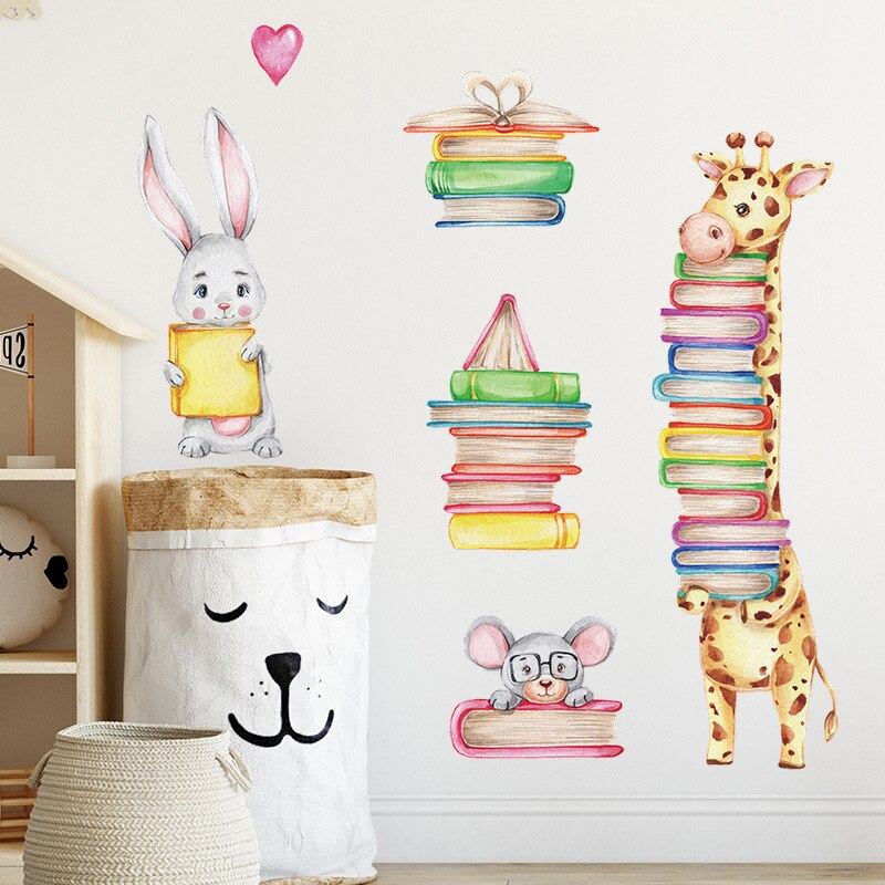 Giraffe Rabbit With Book Wall Stickers Classroom M... – Grandado