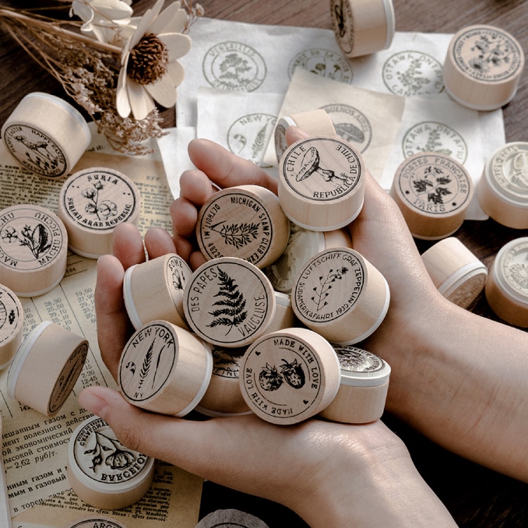 Vintage Planten Ronde Poststempel Stempel Diy Hout... – Grandado