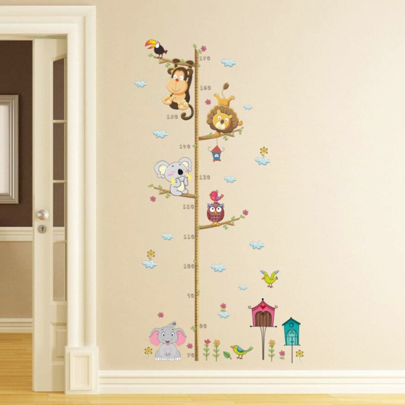 Cartoon Animals Growth Chart Lion Monkey Owl Eleph... – Grandado