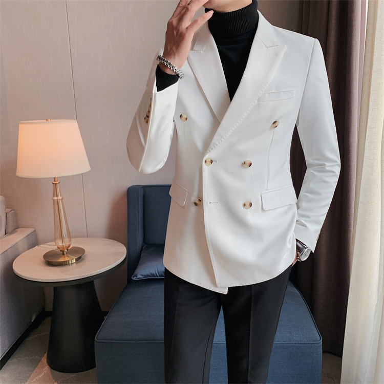 Breasted Double British Style Men Blazer Luxury So... – Vicedeal