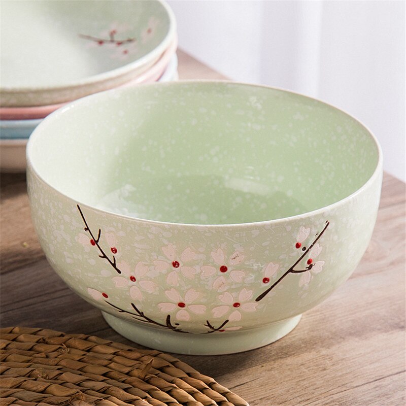 Japanese Floral Round Ceramic Bowl Under Glaze Che... – Grandado