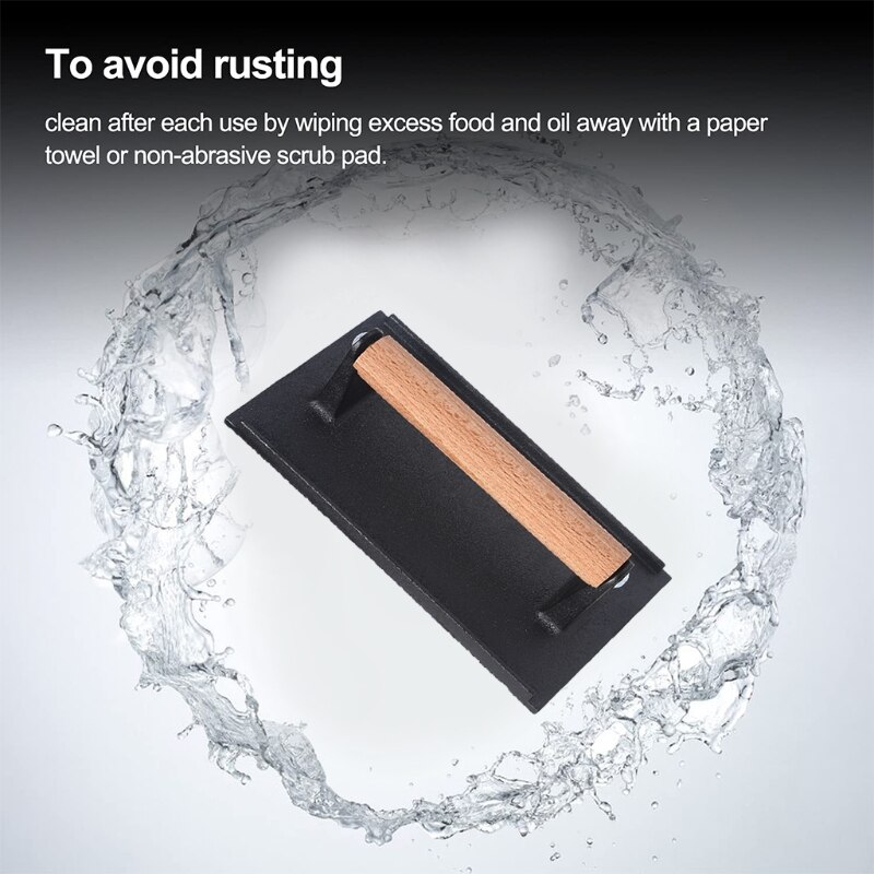 Cast Iron Grill Press Steak and Burger Press with ... – Grandado