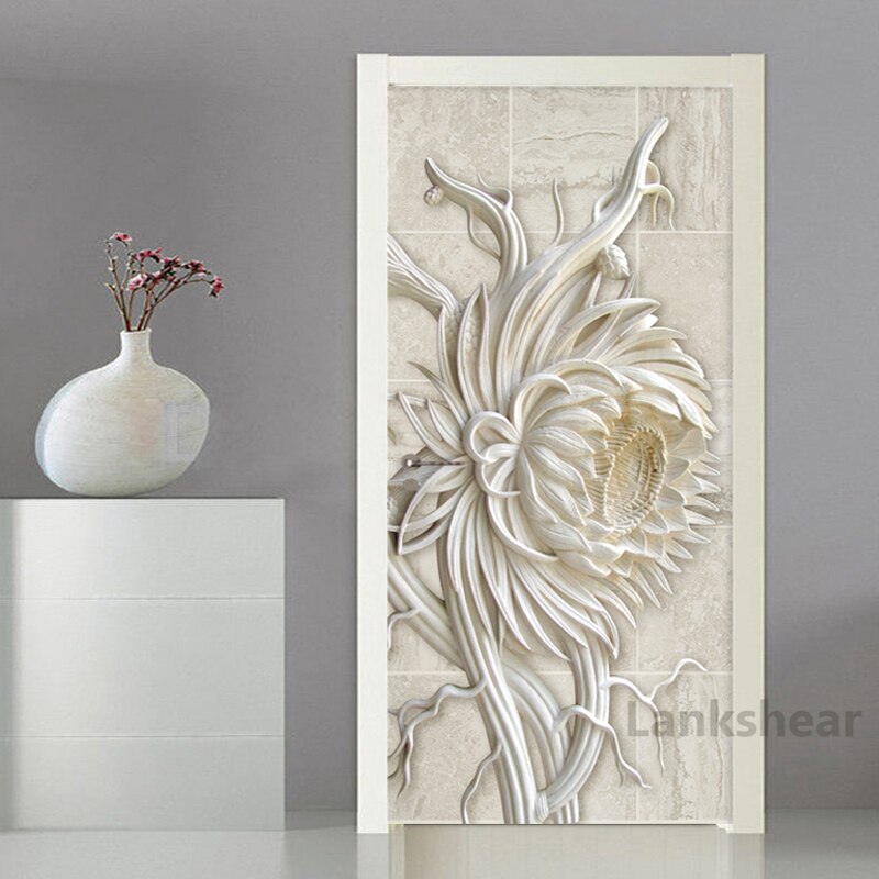 PVC Door Sticker 3D Embossed Sandstone Texture Sto... – Grandado