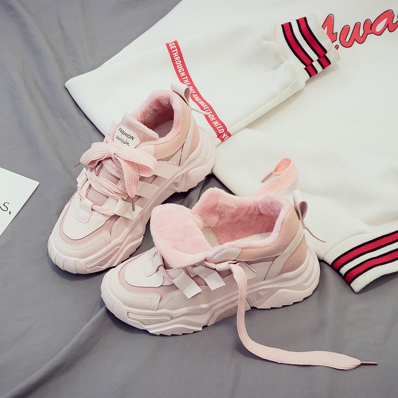 Kvinder sko pels sneakers kvinder chunky sko vinte... – Grandado