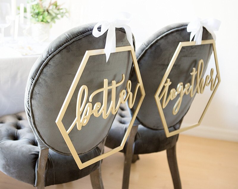 Wedding Chair Signs Geometric "Better Togethe... – Grandado