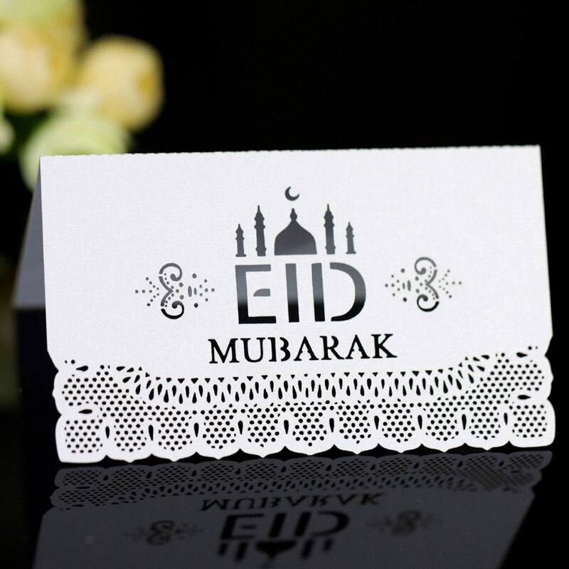 QX2E 100pcs Hollow Out Eid Mubarak Seat Table Card... – Vicedeal