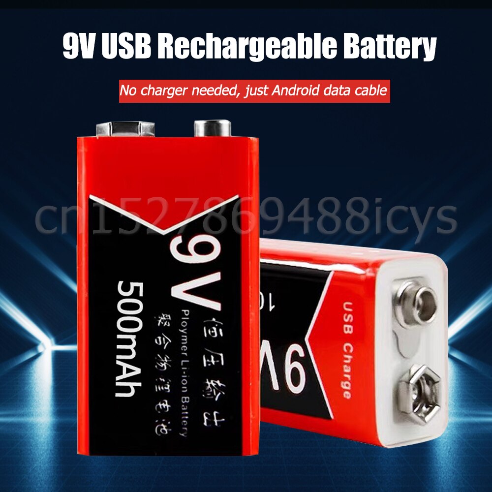 1PCS 9V 500mAh USB Lithium Rechargeable Battery Fo... – Grandado